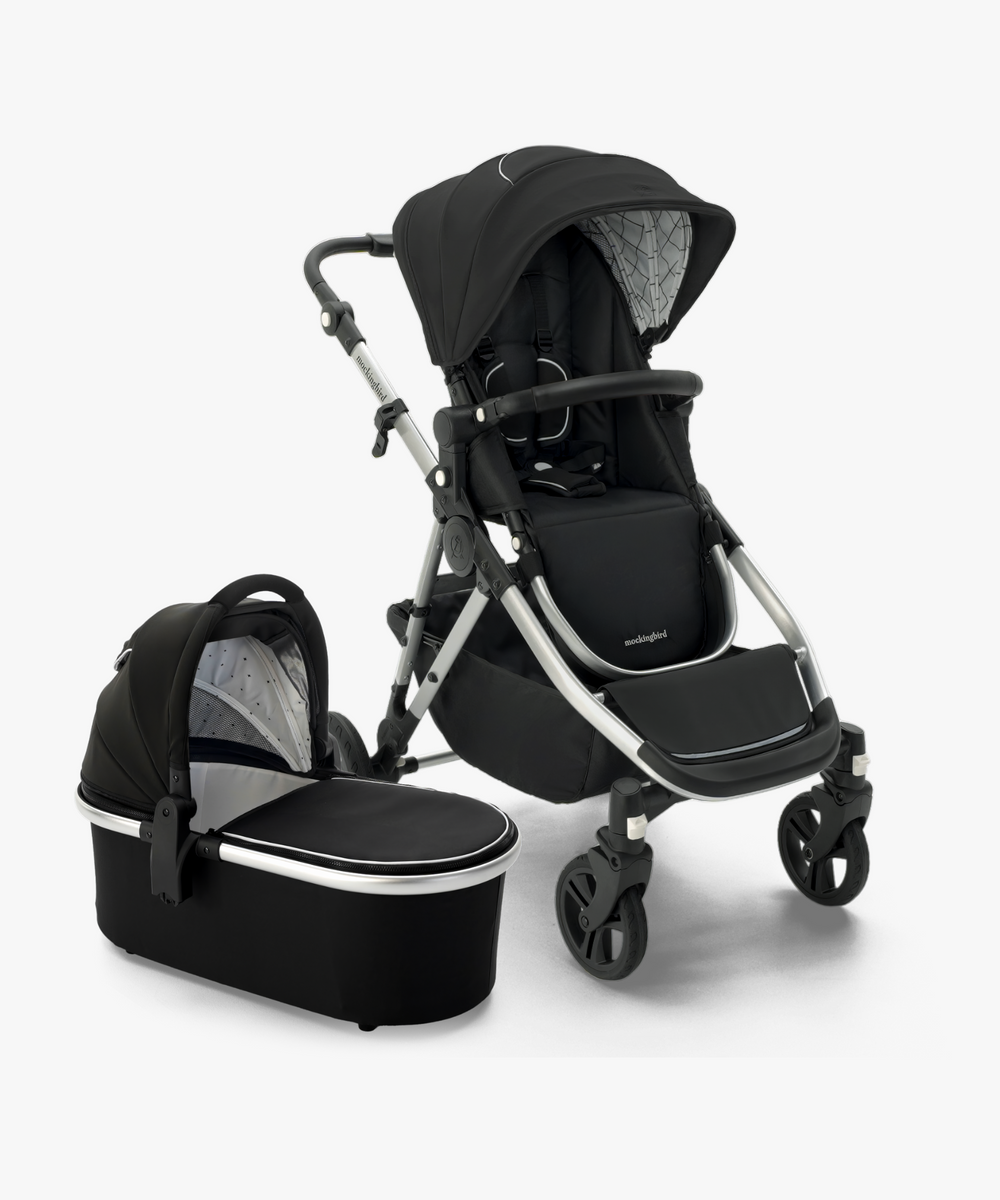 Single-to-Double Stroller 2.0 + Bassinet Bundle - Black
