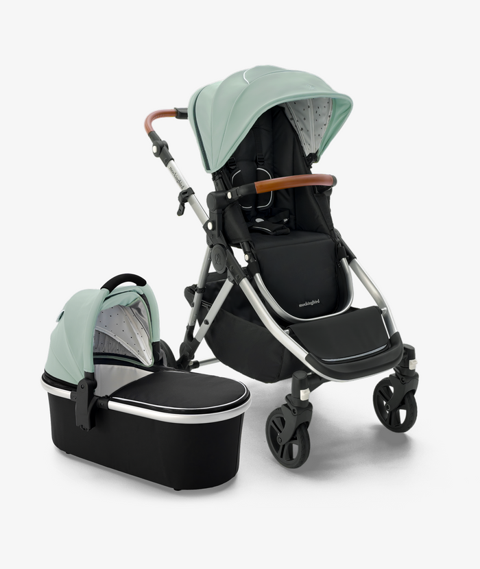 Single-to-Double Stroller 2.0 + Bassinet Bundle - Sage