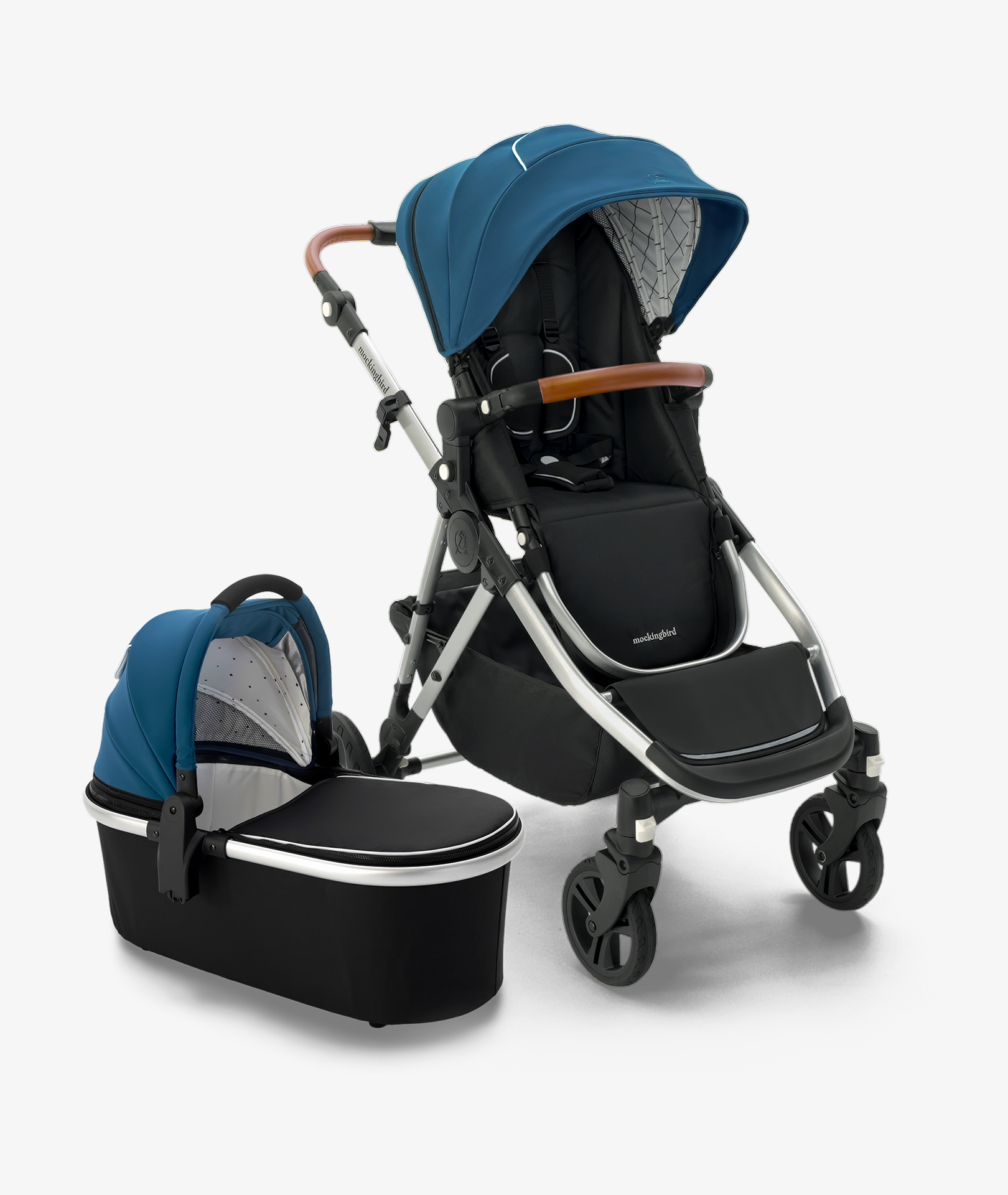 Single-to-Double Stroller 2.0 + Bassinet Bundle - Sea