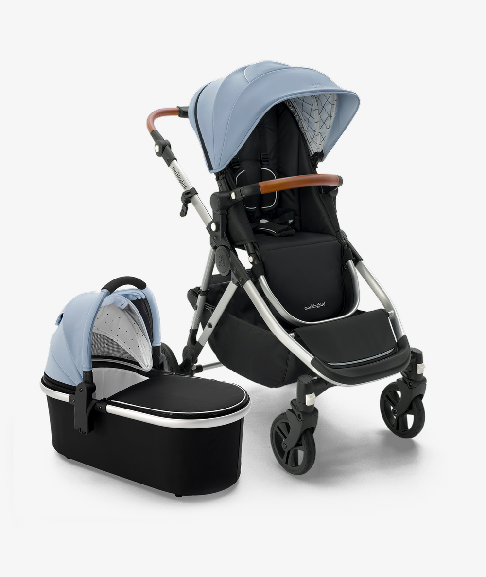 Single-to-Double Stroller 2.0 + Bassinet Bundle - Sky