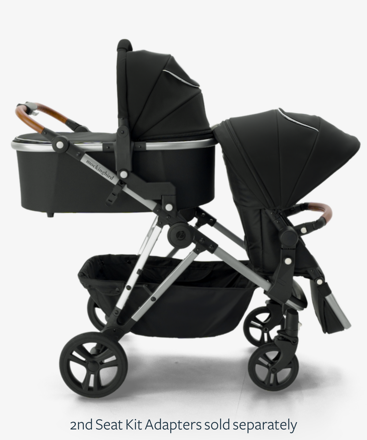 Single-to-Double Stroller 2.0 + Bassinet Bundle - Sage