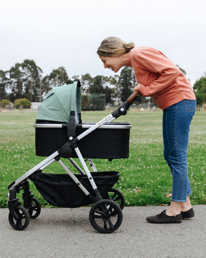 Single-to-Double Stroller 2.0 + Bassinet Bundle - Sage
